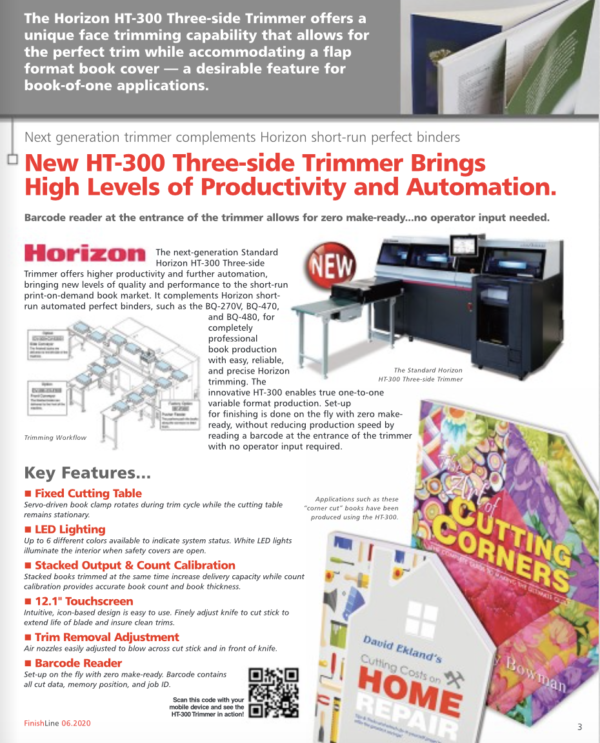 New Horizon HT-300 Three-side Trimmer - Northern Machine